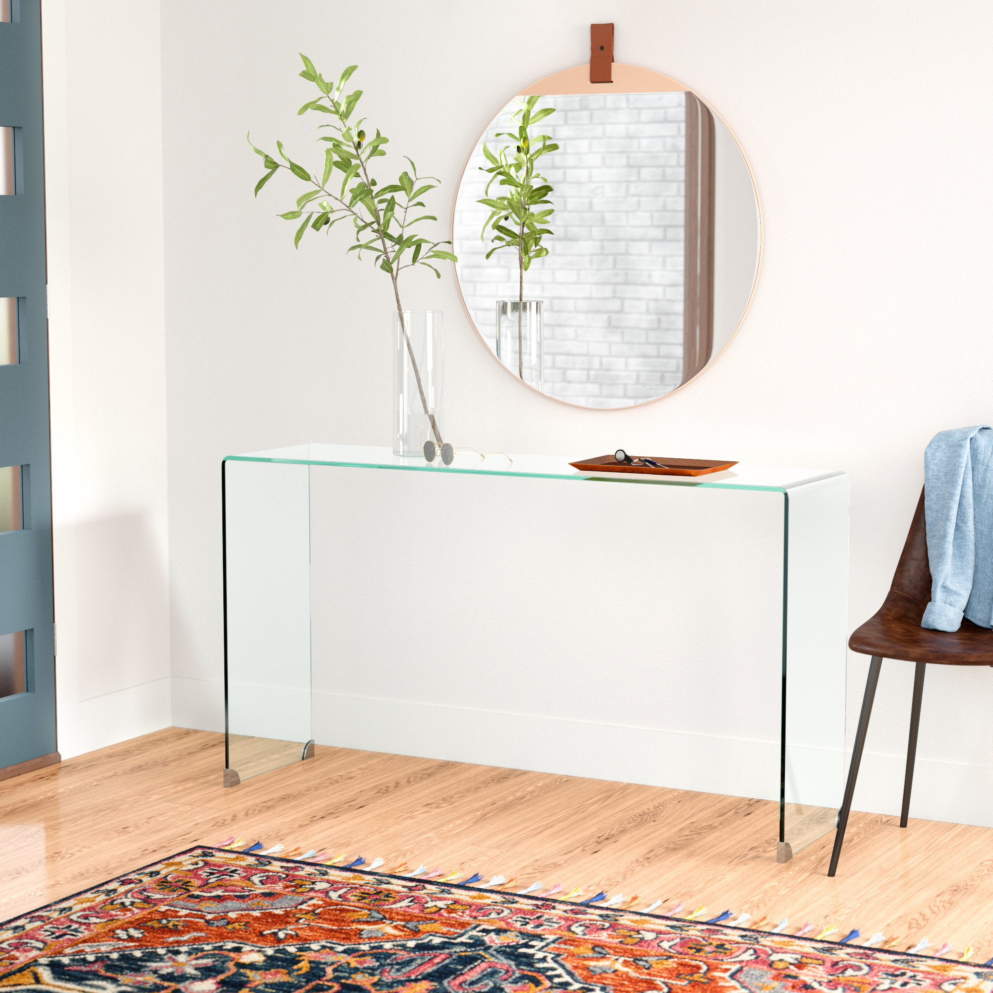 Amber Lee 53 Glass Console Table Wade Logan Color Clear